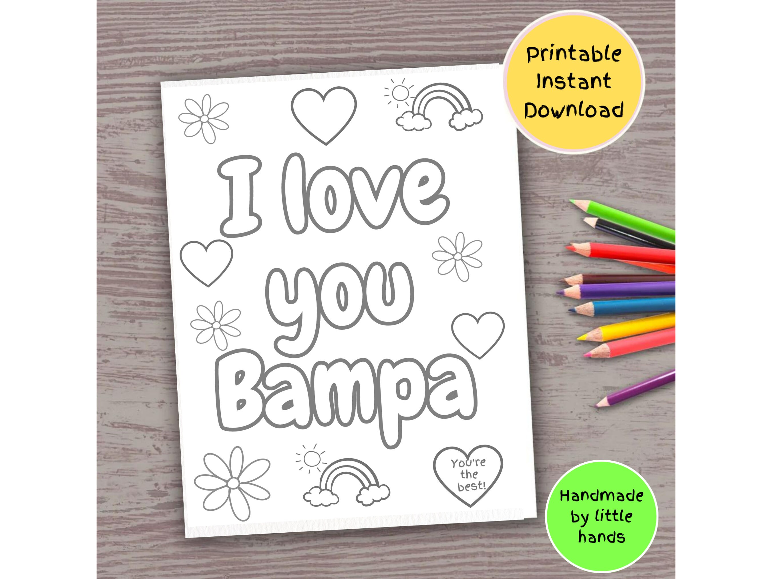 Bampa Coloring Page for Kids Coloring Sheet Cute Handmade Gift for ...