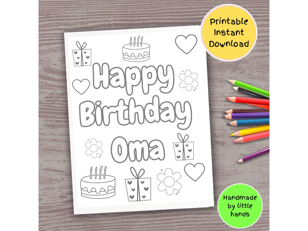 Happy Birthday Oma Printable Coloring Page for Kids Craft Art Activity ...