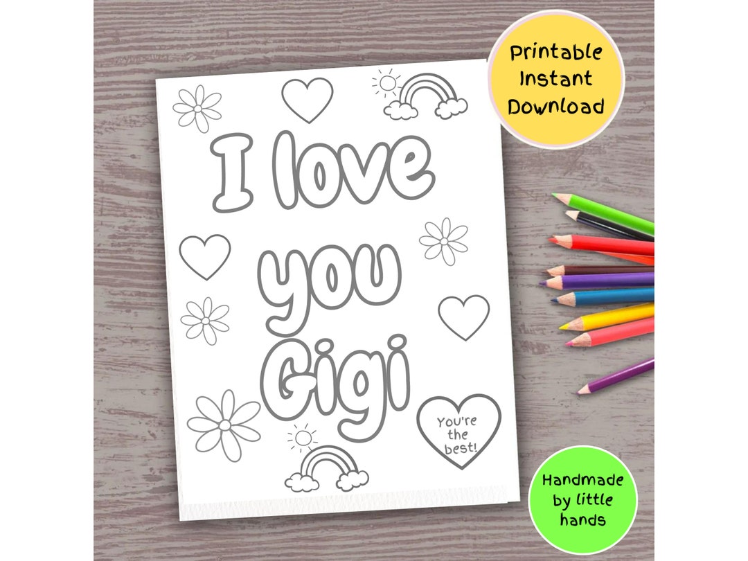 I Love You Gigi Printable Coloring Page for Kids Mothers Day - Etsy