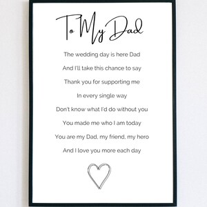 Wedding Gift for Dad, Father of the Bride Poem (digital Download) - Etsy