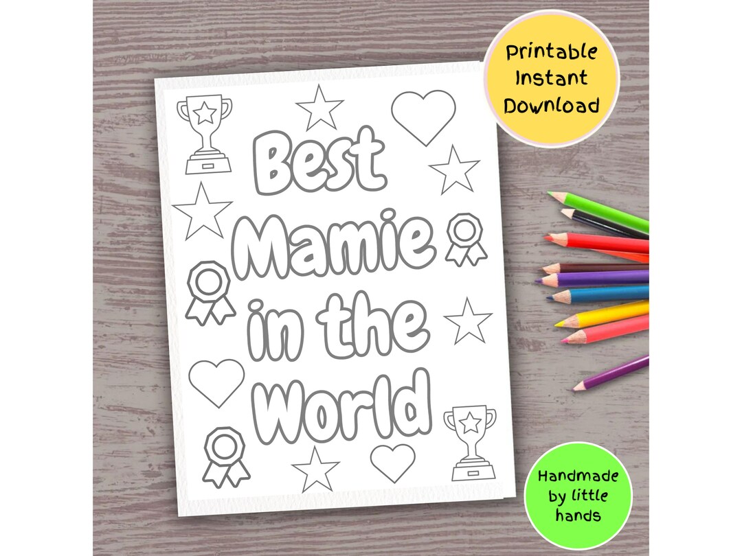 Best Mamie Coloring Page for Kids Printable Handmade Thank You Birthday ...