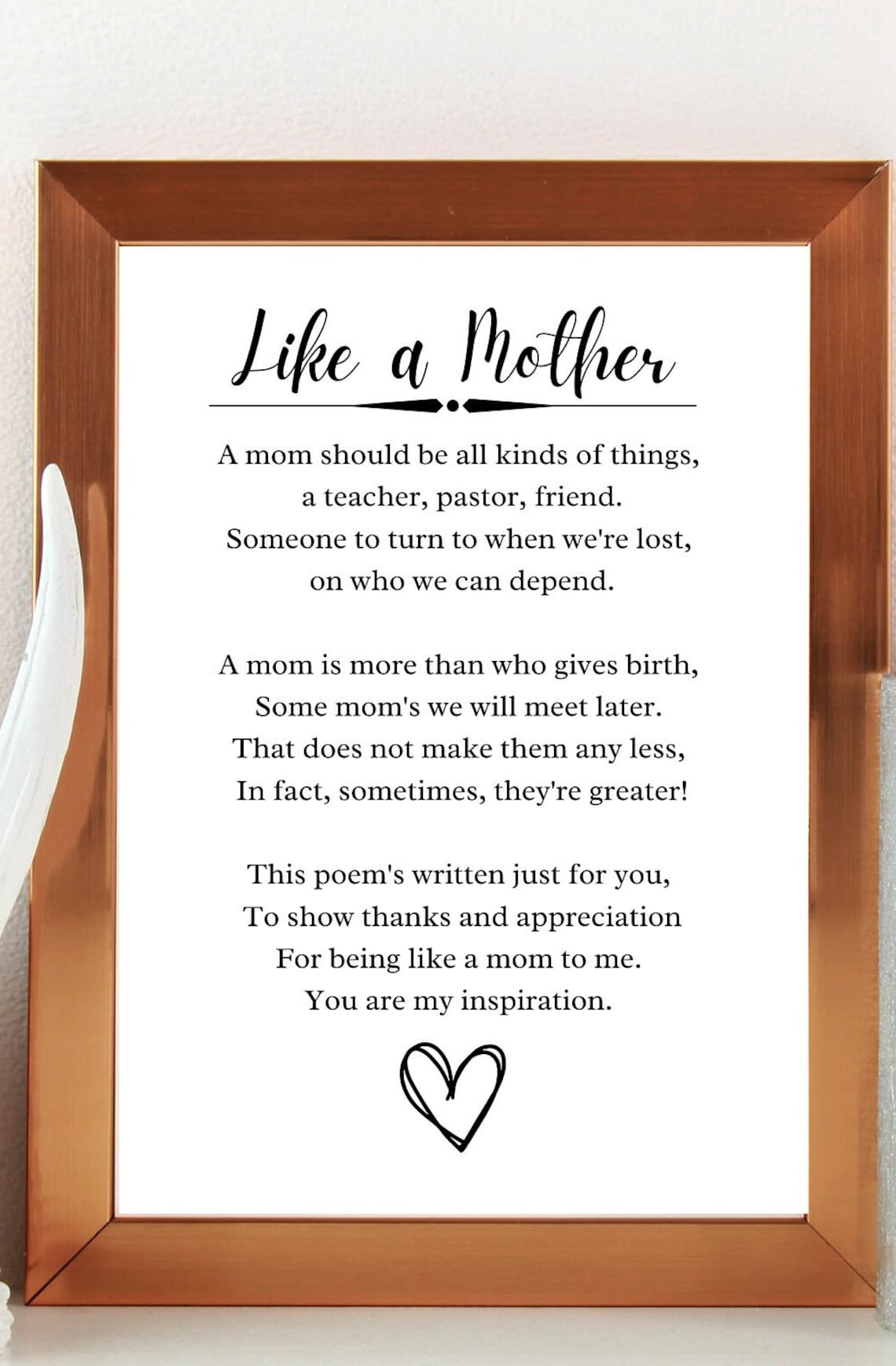 Like a Mother Poem Printable Handmade Unique Mothers Day Birthday ...