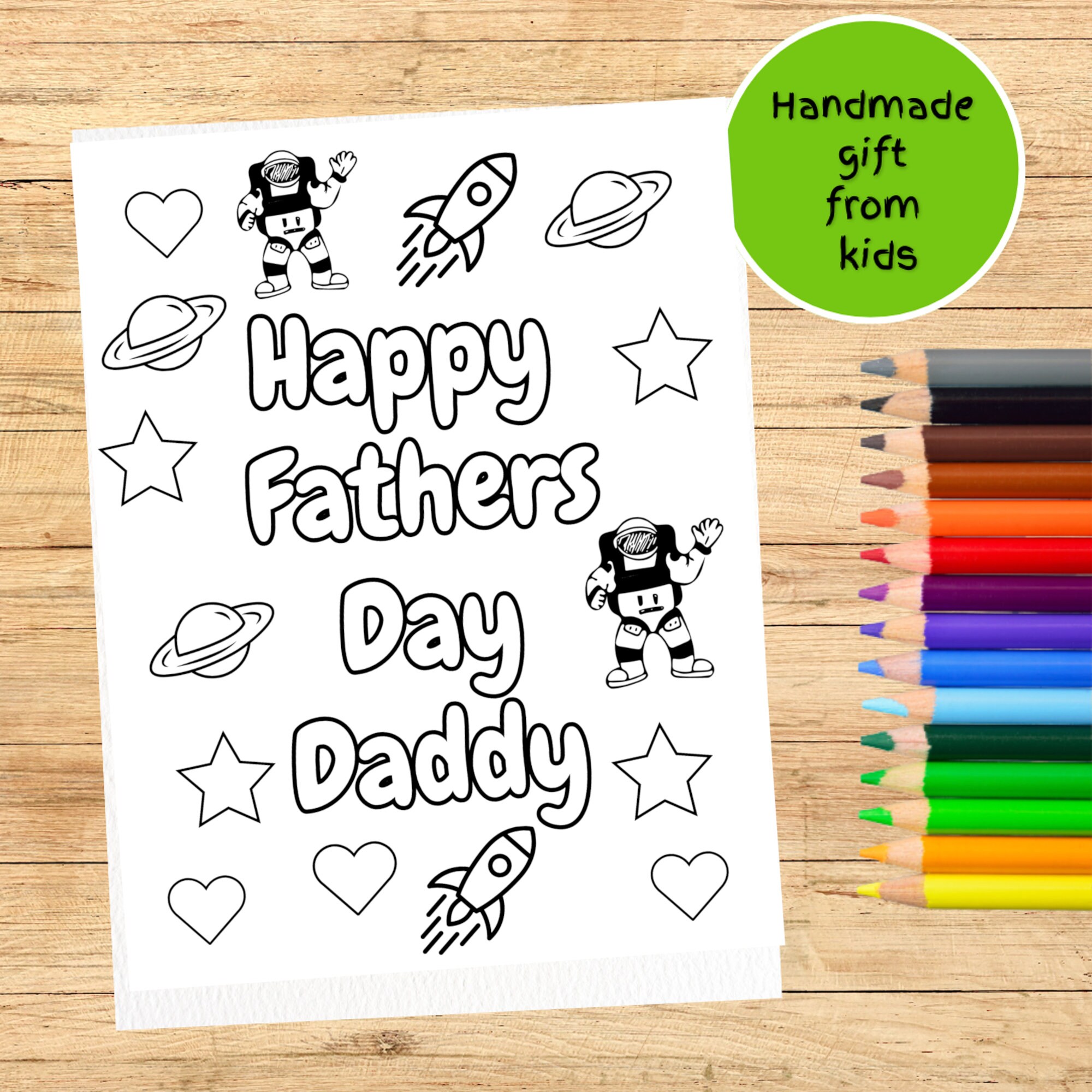 Daddy Fathers Day Coloring Page for Kids, Space Astronaut Colouring ...