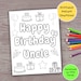Happy Birthday Uncle Printable Coloring Page for Kids, Cute Art Craft ...