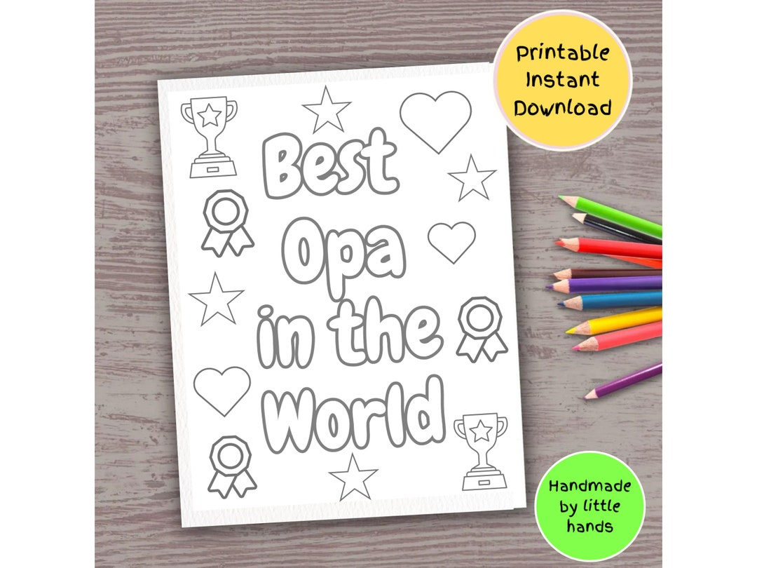 Best Opa Coloring Page for Kids Printable Handmade Thank You Birthday ...