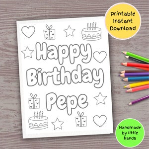 Happy Birthday Pepe Printable Coloring Page for Kids Coloring Sheet ...