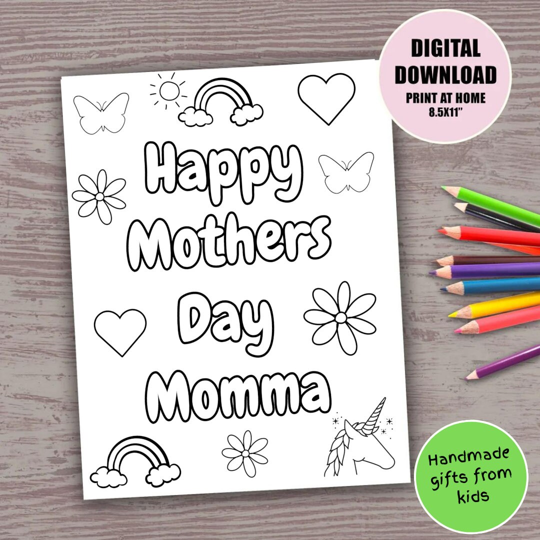 Mothers Day Coloring Page, Momma Coloring Sheet, Mothers Day Activity ...