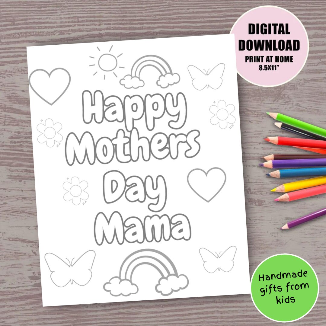 Mama Mothers Day Coloring Page for Kids Coloring Sheet Cute - Etsy