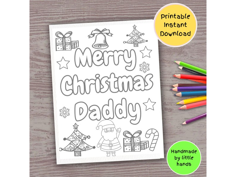 Merry Christmas Daddy Printable Xmas Coloring Page for Kids Art Craft ...