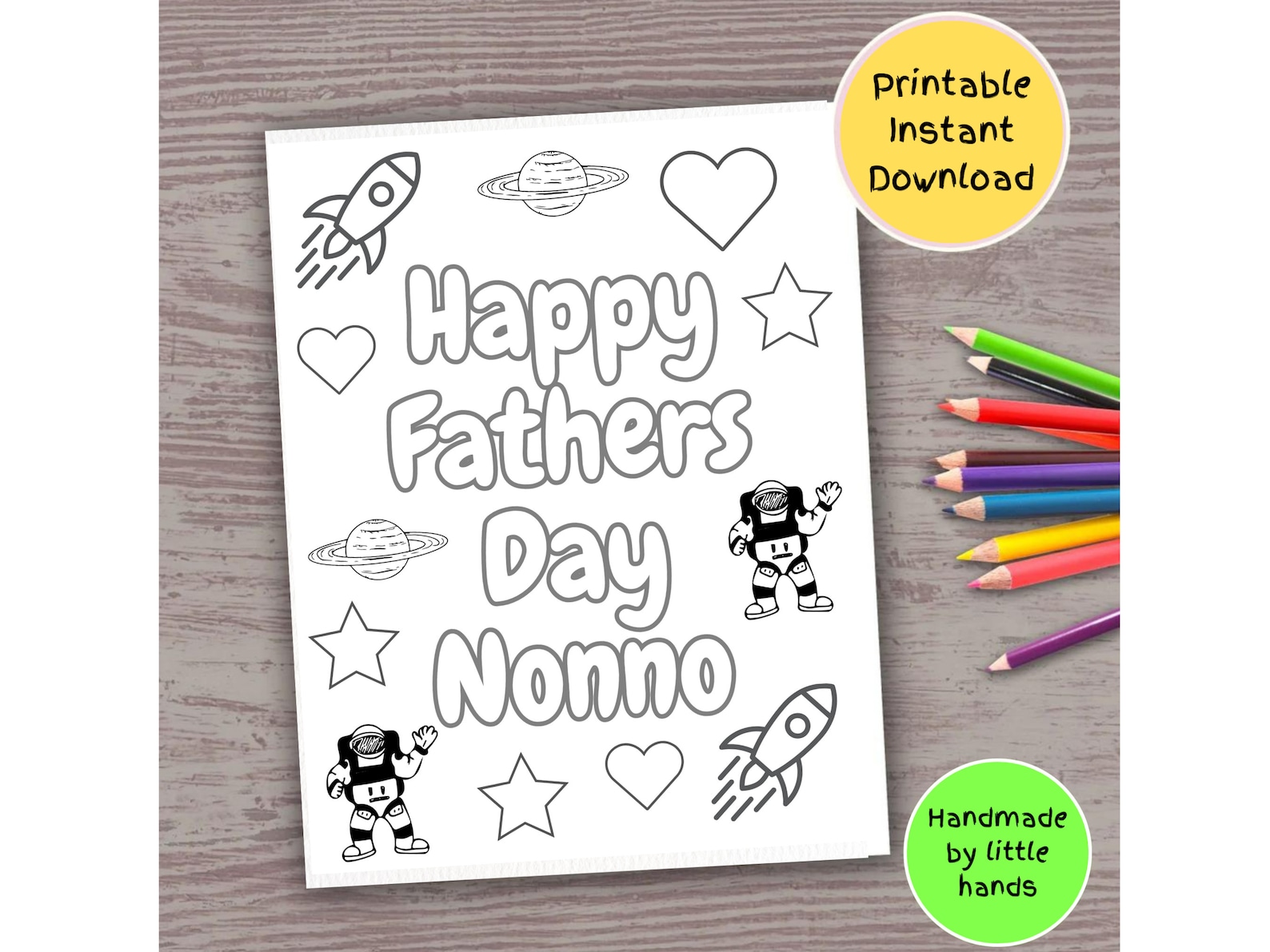 Nonno Fathers Day Coloring Page, Outer Space Astronaut Colouring ...