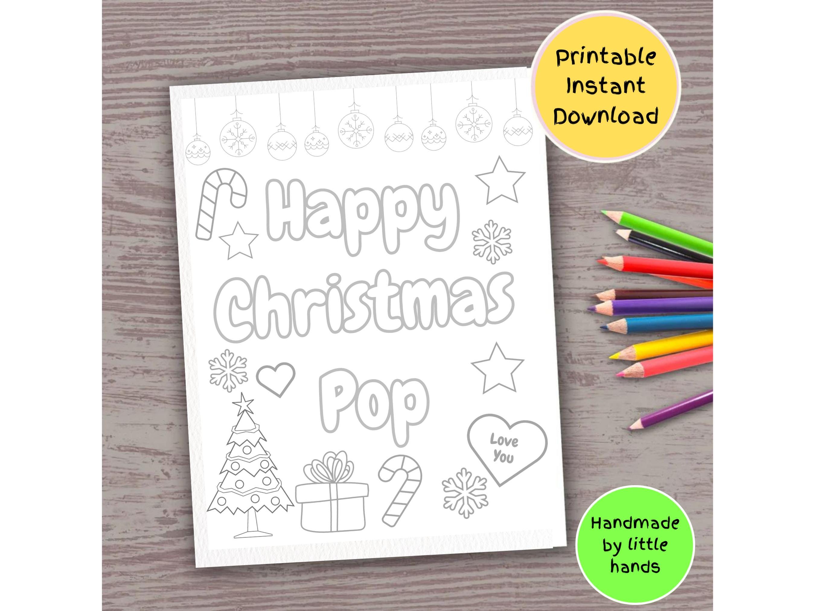 Happy Christmas Pop Coloring Page: Kids Xmas Art Activity (digital ...