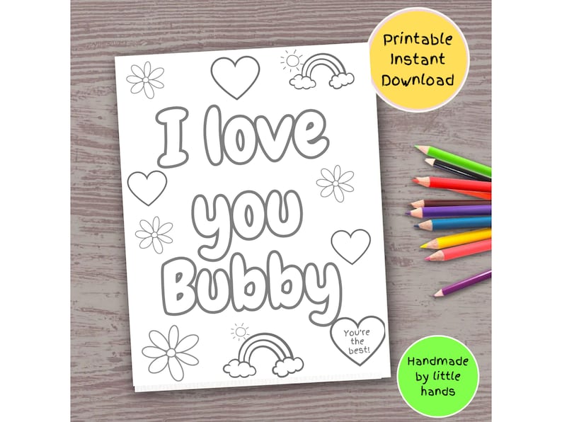 Bubby Printable Coloring Page for Kids Craft Art Activity Handmade Diy ...