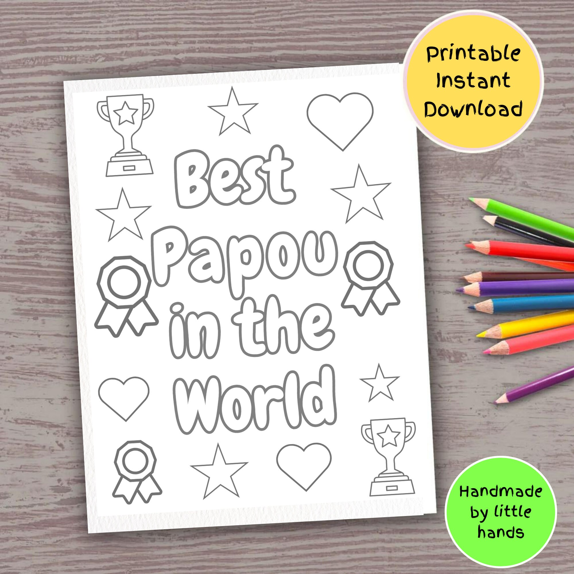 Best Papou Printable Coloring Page for Kids Handmade Diy Fathers Day ...