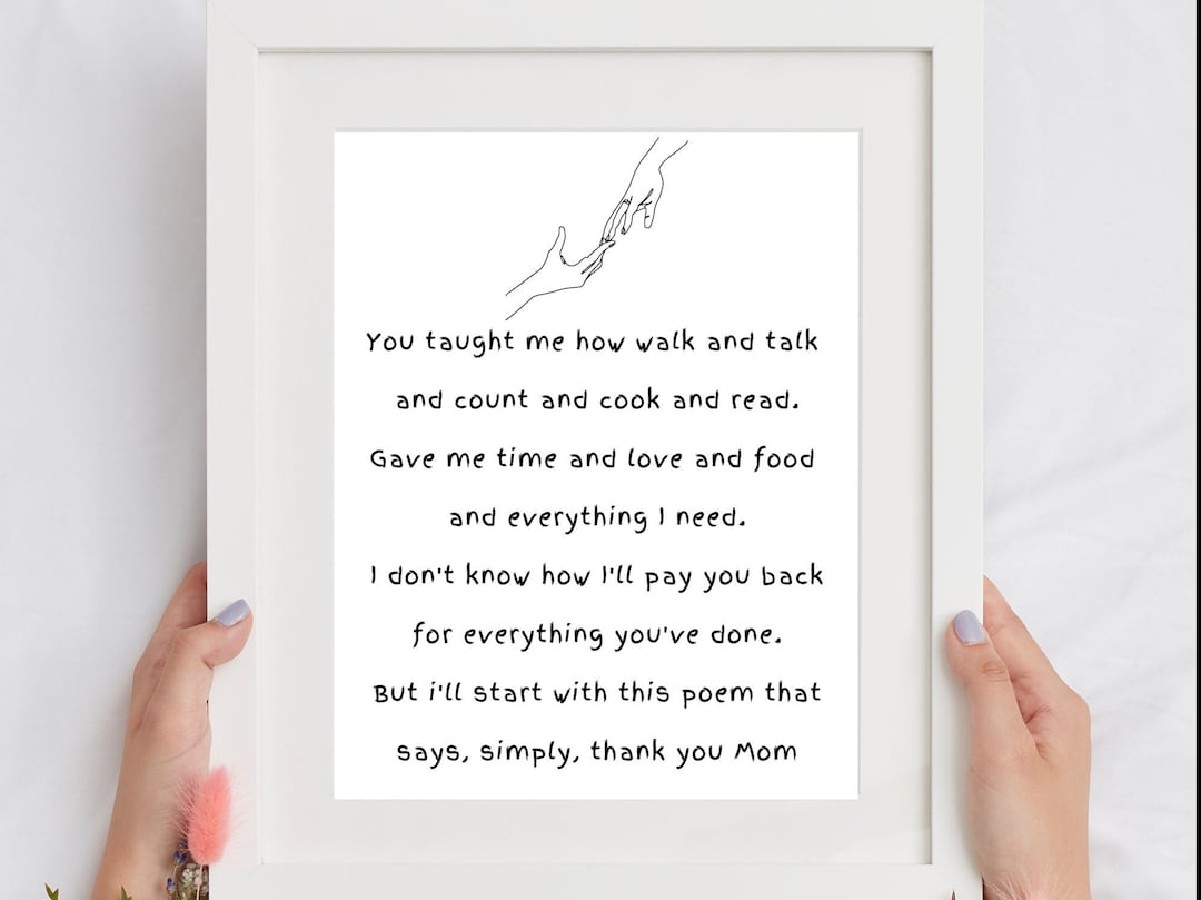 Mom Poem Printable Poem for Mom Appreciation Gift Gratitude Present DIY ...