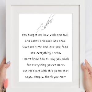 Mom Poem Printable Poem for Mom Appreciation Gift Gratitude Present DIY ...