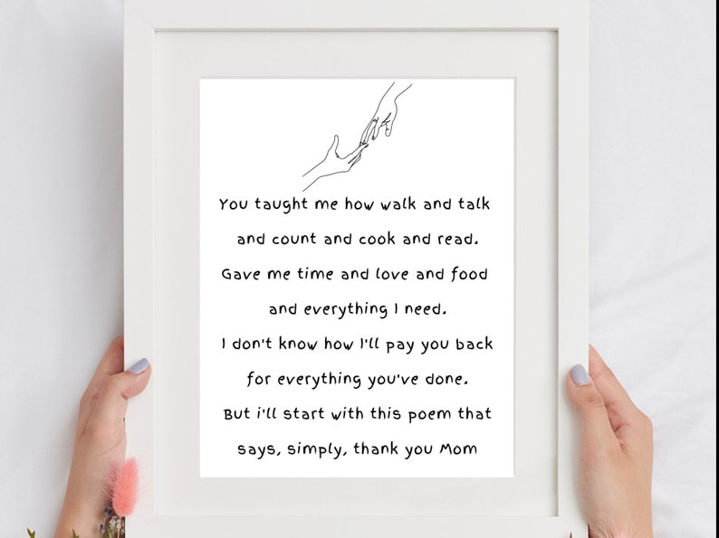 Mom Poem Printable Poem for Mom Appreciation Gift Gratitude Present DIY ...