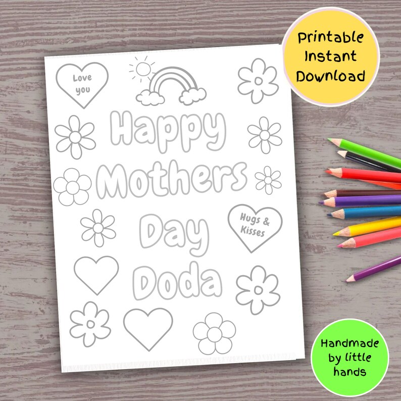 Happy Mother's Day Doda Printable Coloring Sheet for Kids Colouring ...