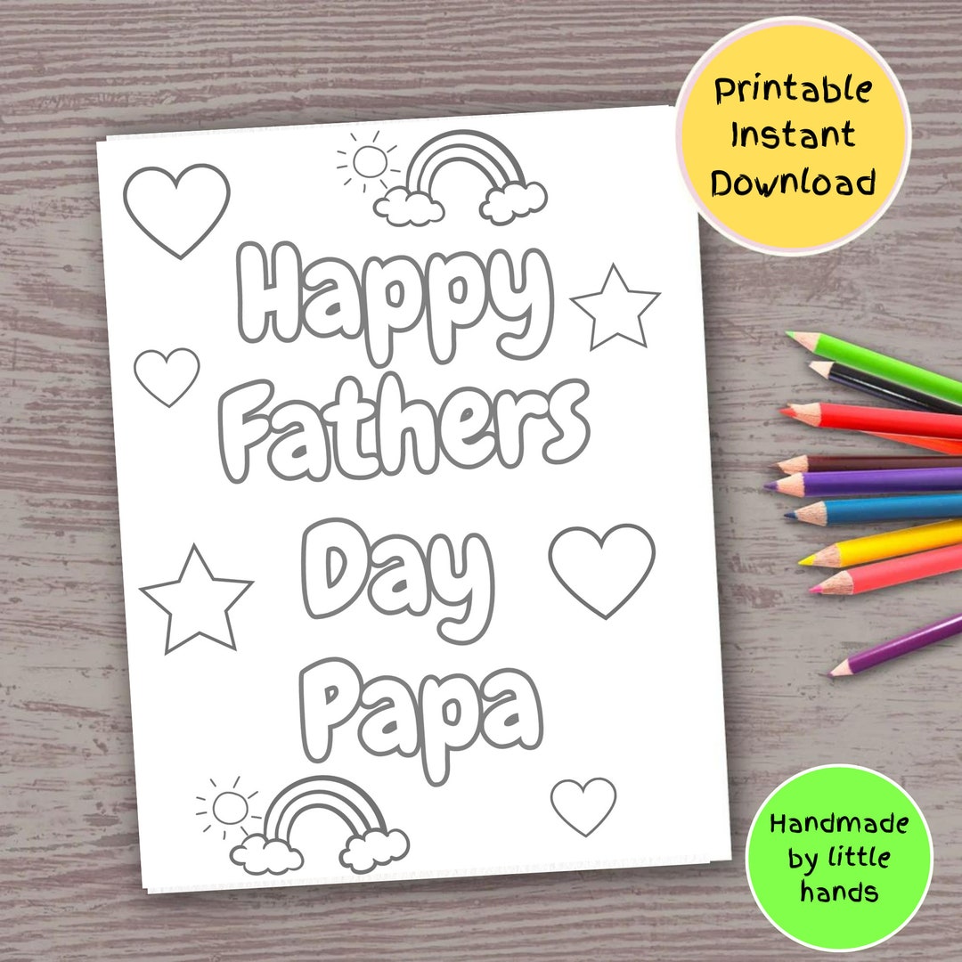 Papa Fathers Day Coloring Page for Kids Handmade Diy Fathers Day Card ...