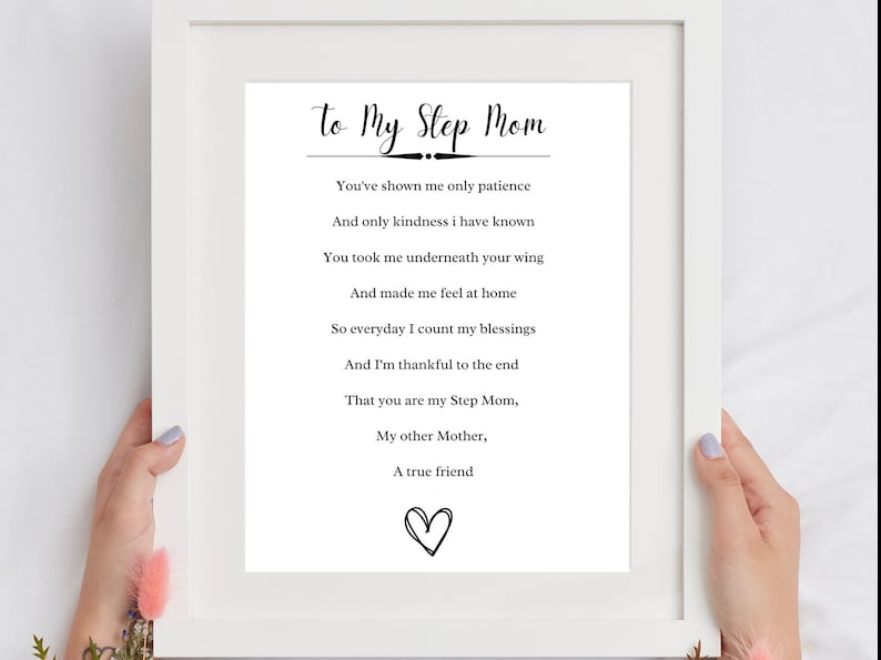 Stepmom Poem Printable Poem For Stepmom Mothers Day Birthday Christmas