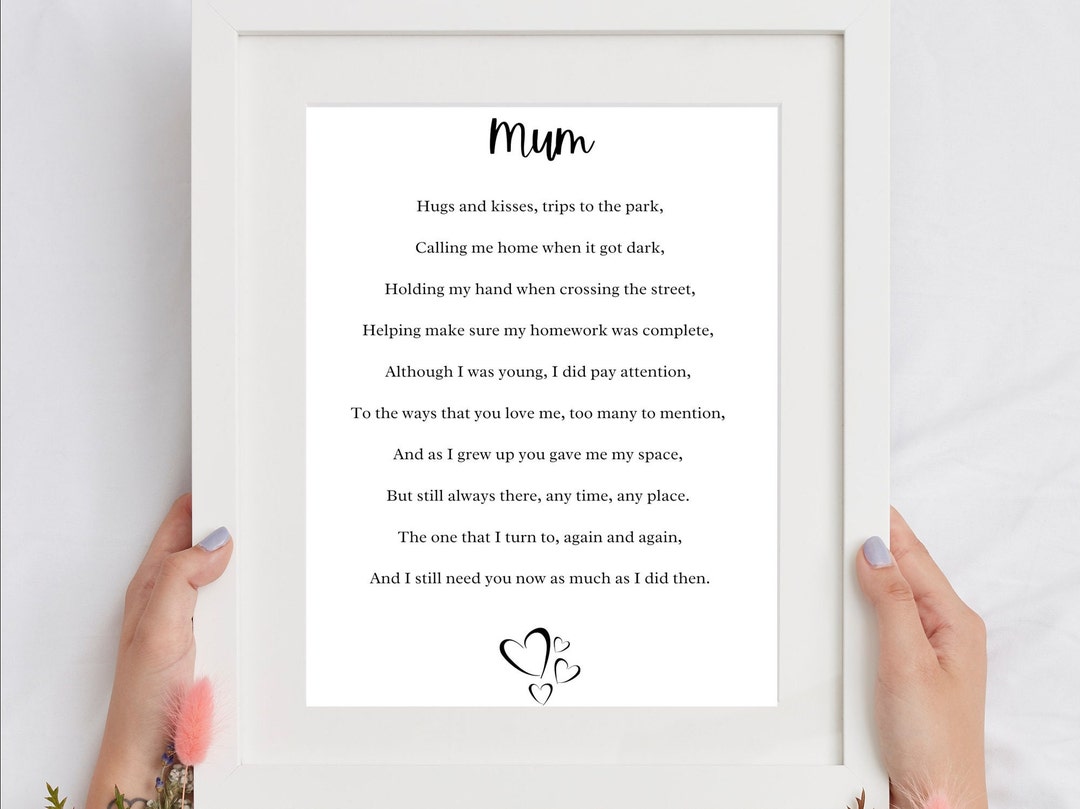 Poem for Mum Printable Mum Poem Wedding Birthday Christmas - Etsy