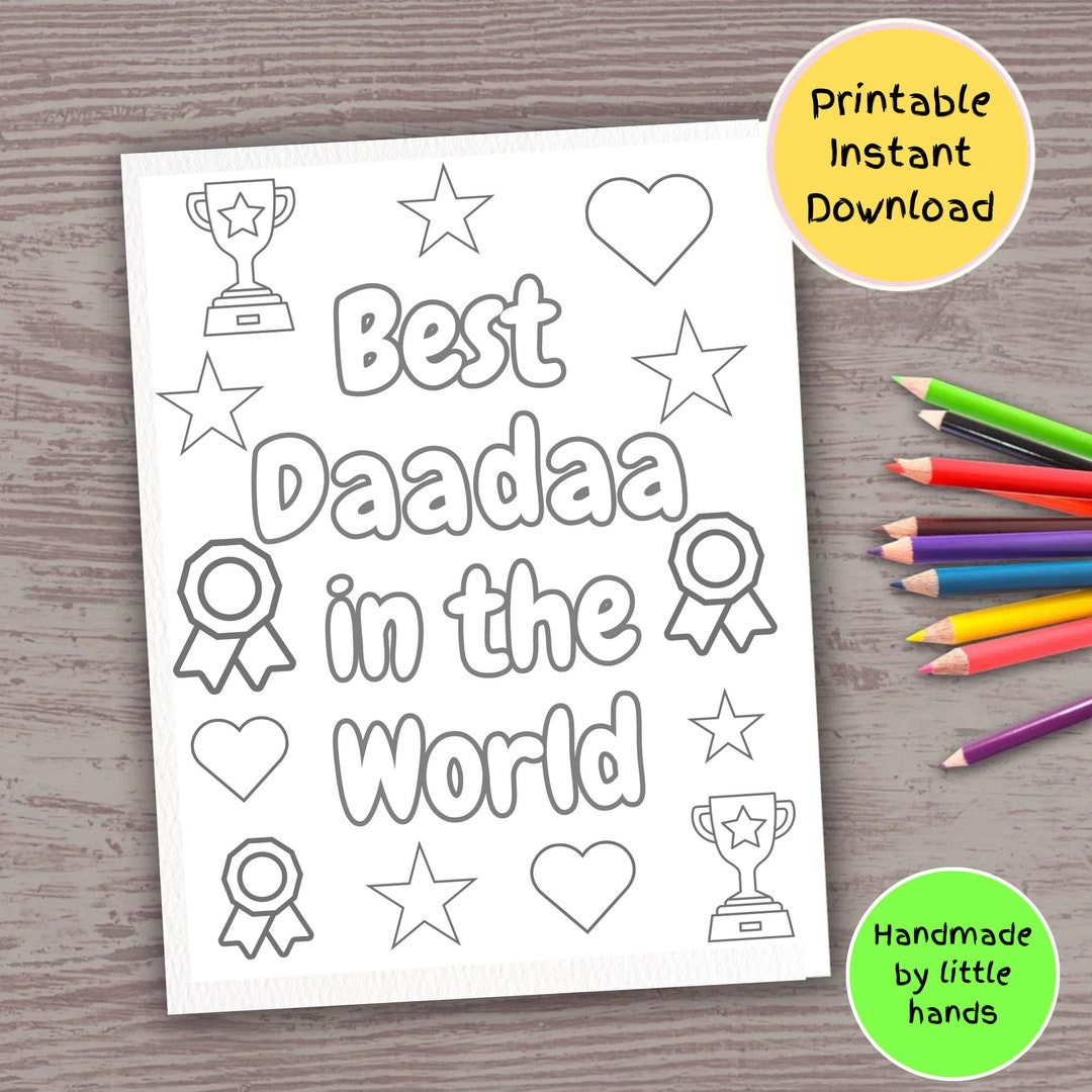 Best Daadaa Printable Coloring Page for Kids Handmade Diy Fathers Day Birthday Card Gift for ...