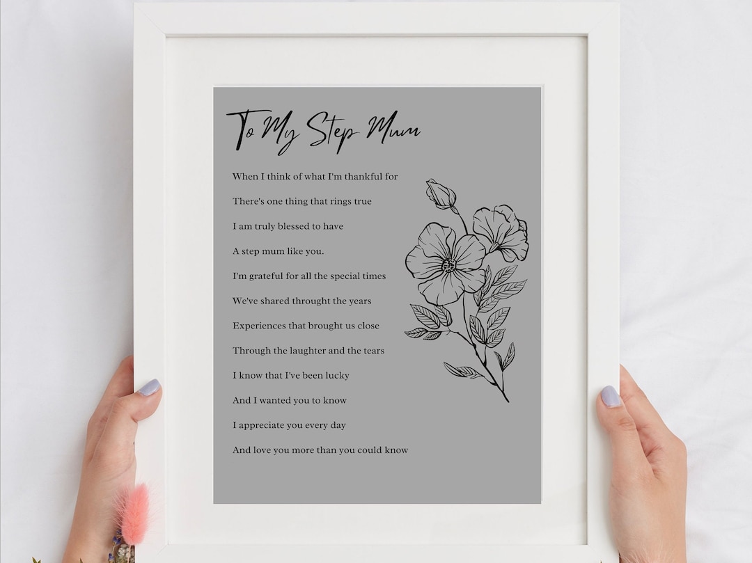 To My Stepmum Poem Printable Wedding Gift for Step Mum Birthday ...