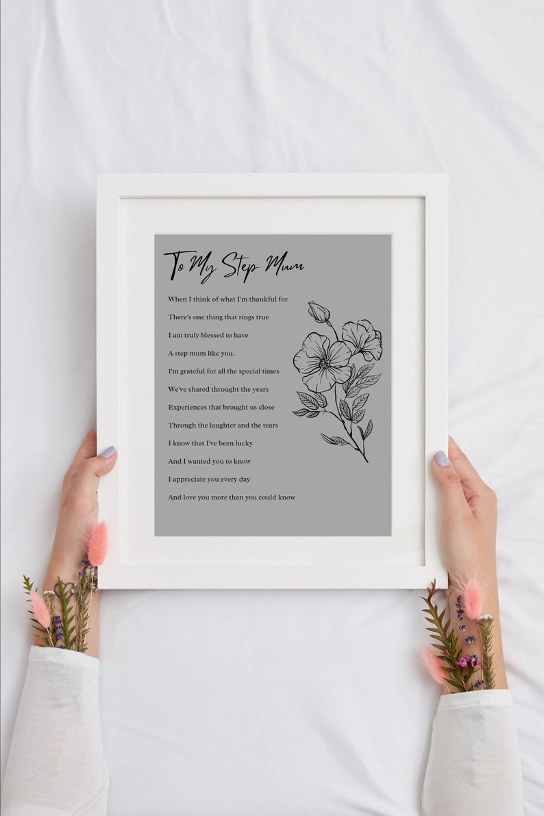 To My Stepmum Poem Printable Wedding Gift for Step Mum Birthday ...