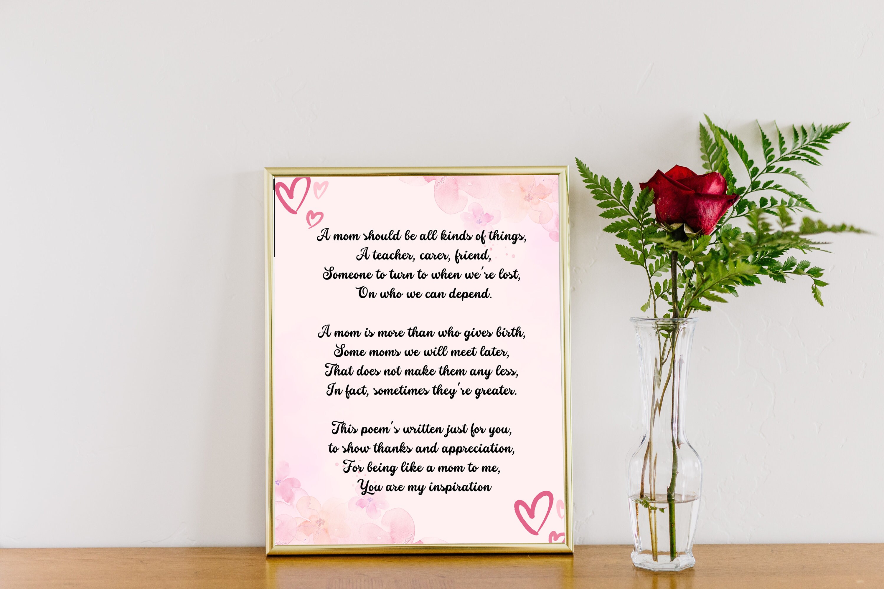 Like a Mom to Me Printable Poem Mothers Day Birthday Christmas Gift for ...