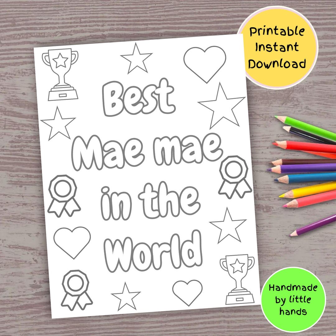 Best Mae Mae Coloring Page for Kids Printable Handmade Thank You ...