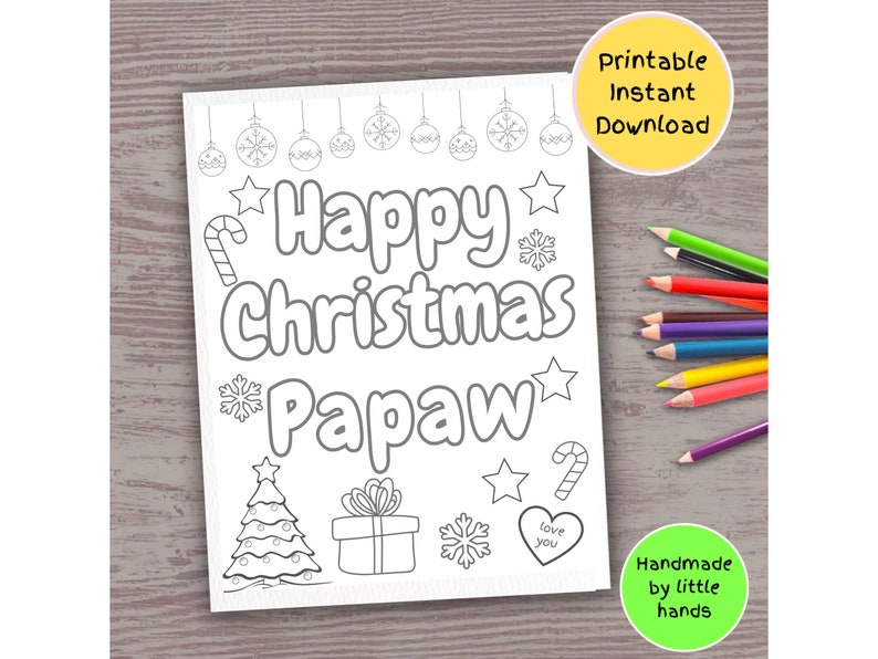 Happy Christmas Papaw Printable Coloring Sheet for Kids Art Craft ...
