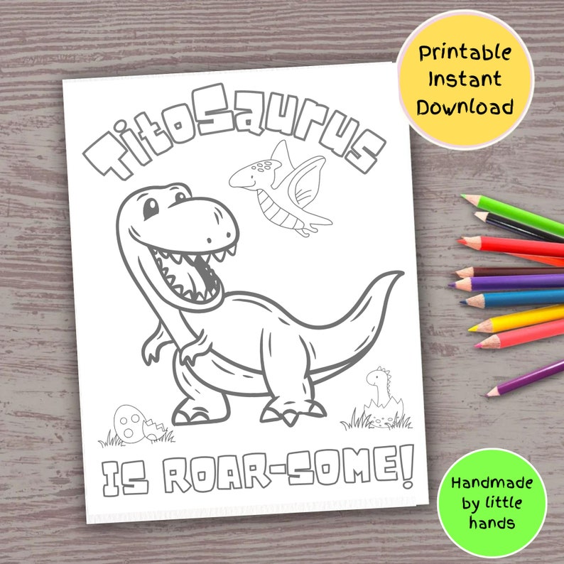 Tito Coloring Sheet for Kids, Dinosaur T-rex Printable Colouring Sheet ...