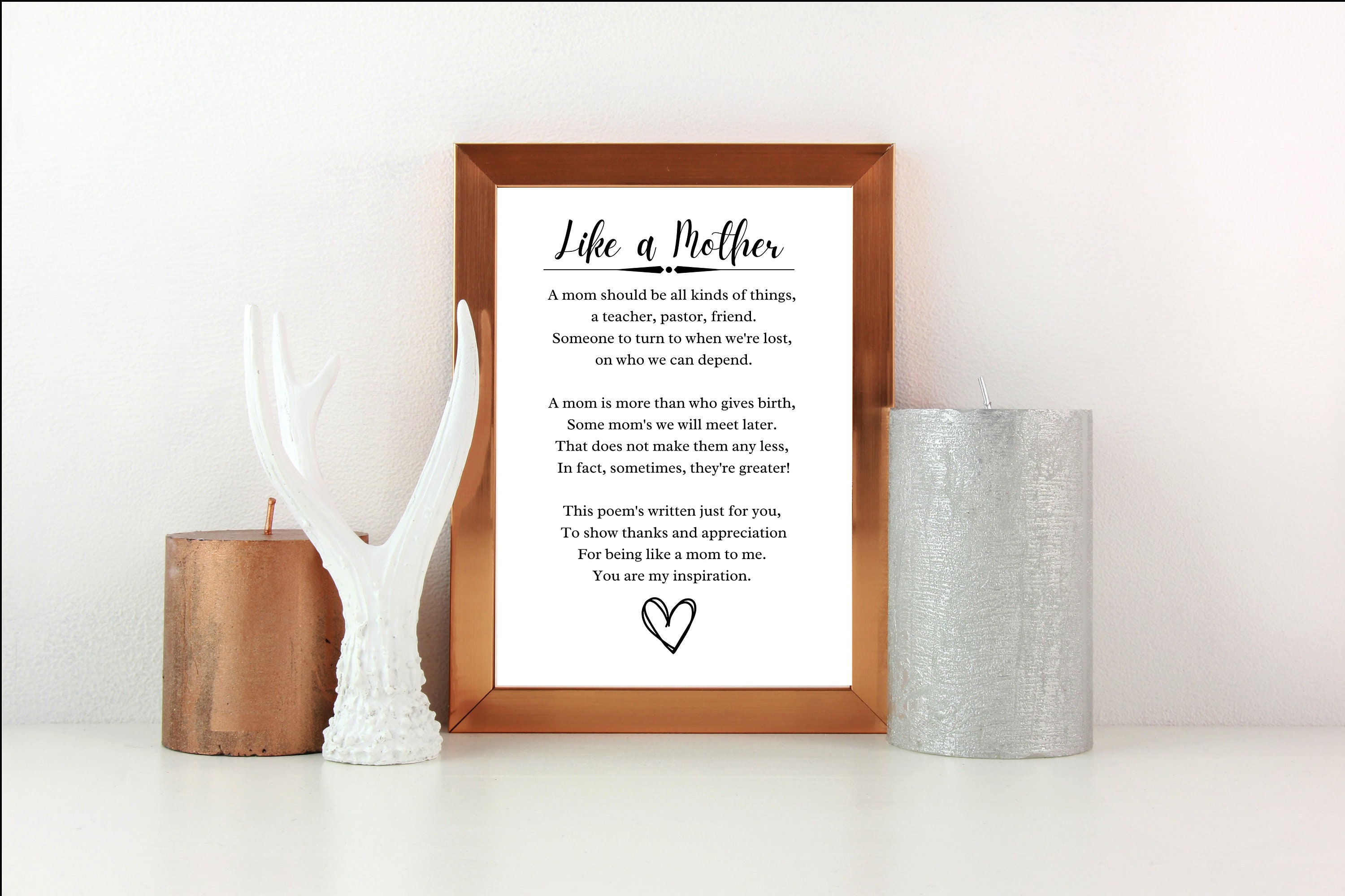 Like a Mother Poem Printable Handmade Unique Mothers Day Birthday ...