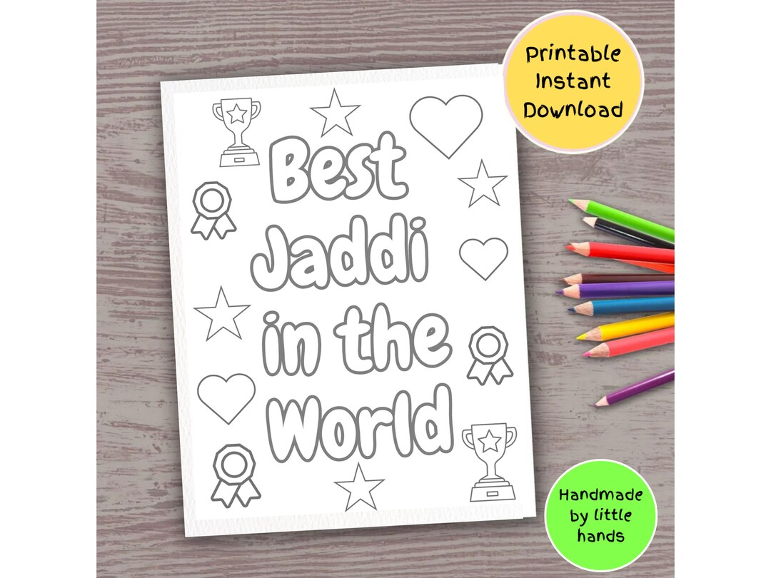 Best Jaddi Coloring Page for Kids Printable Handmade Thank You Birthday ...