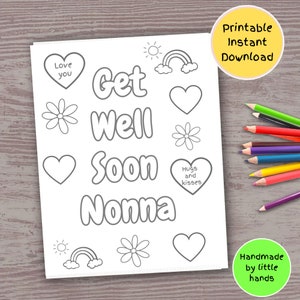 Get Well Soon Nonna Card Printable Coloring Page for Kids Feel Better ...