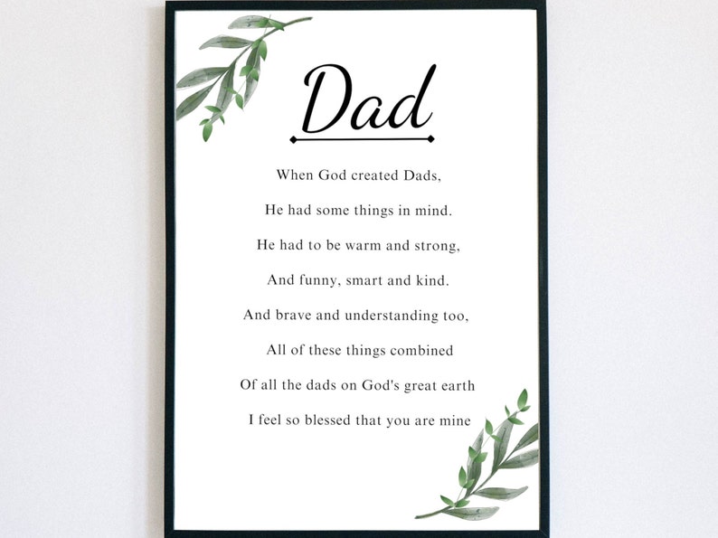 Printable Dad Poem: Christian Gift for Father (digital Download) - Etsy