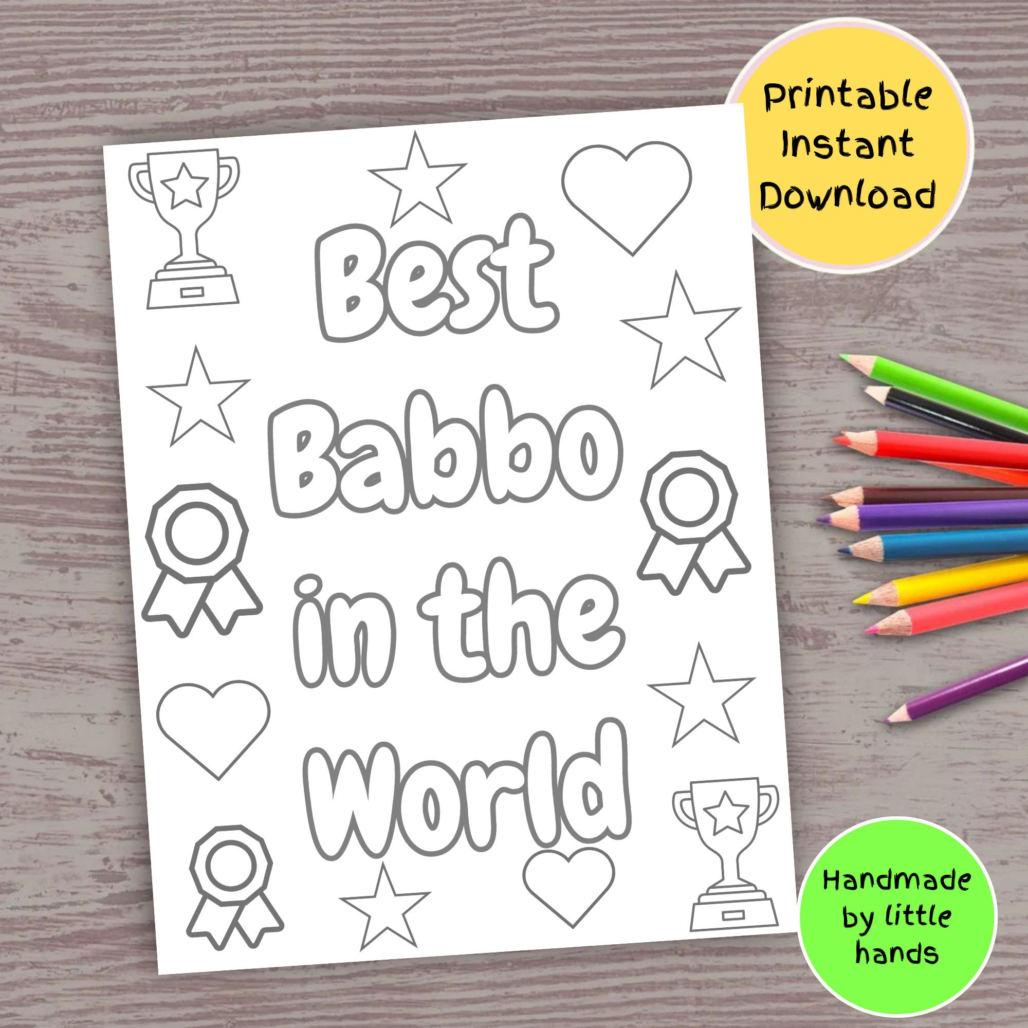 Best Babbo Printable Coloring Page for Kids Handmade Diy Birthday Bday ...