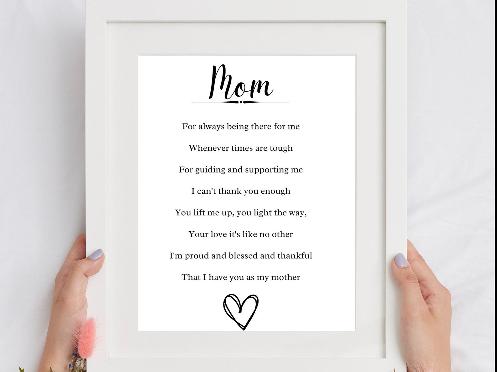 Thank You Mom Poem Mothers Day Printable Instant Download,l Poem for ...