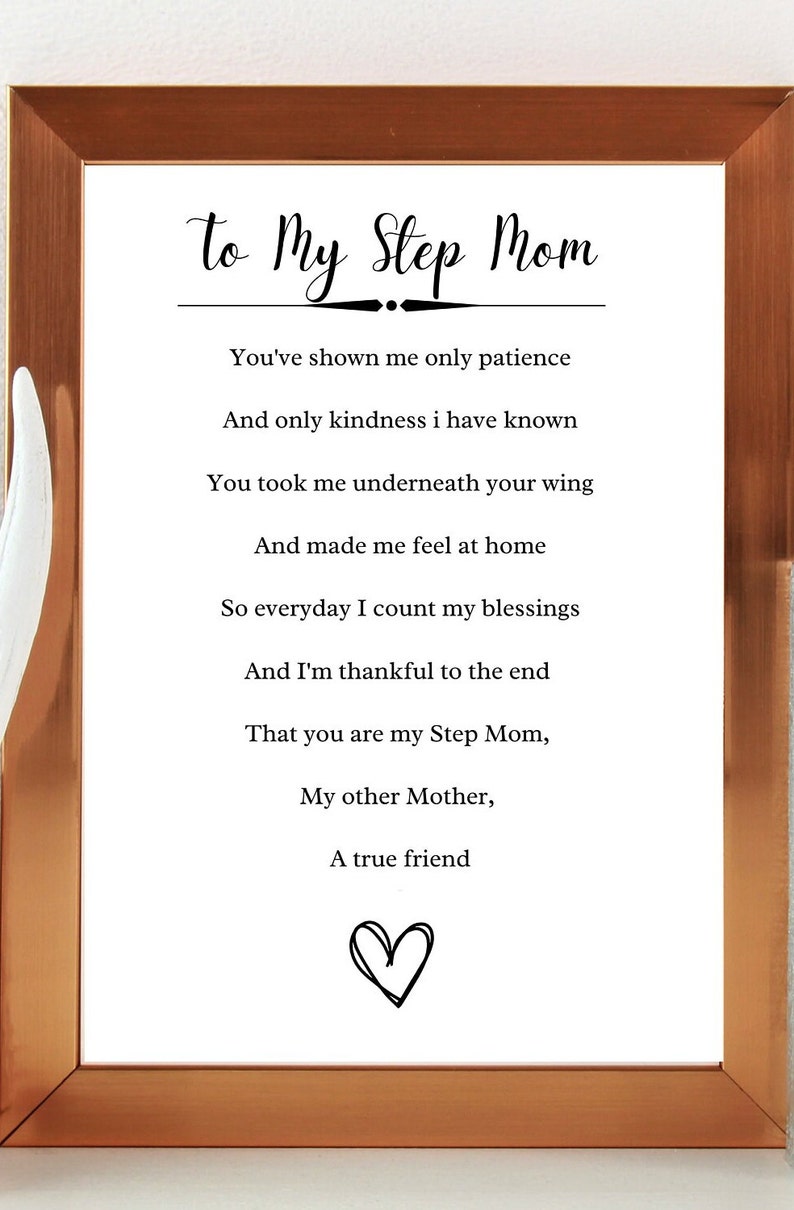 Stepmom Poem Printable Poem For Stepmom Mothers Day Birthday Christmas