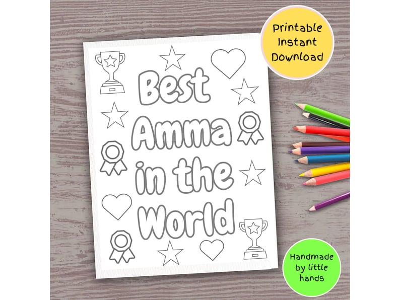 Best Amma Coloring Page, Handmade Gift (digital Download) - Etsy