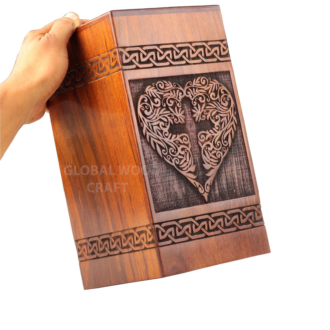 Handmade Wooden Urn Box Human Ash- Handcrafted Beautiful Engraveng ...