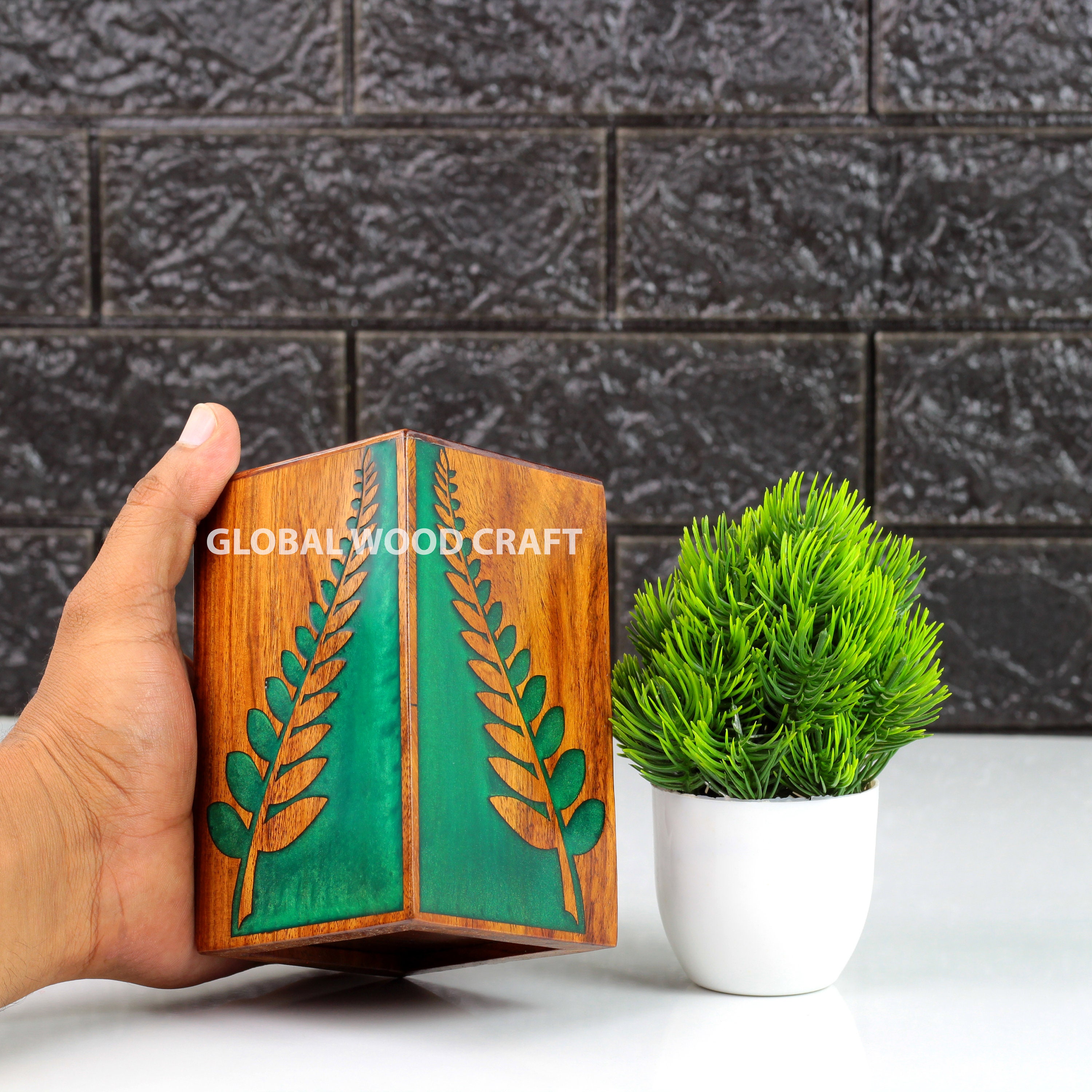Handcrafted Rosewood Cremation Urn, Floral Epoxy Resin Inlay - Etsy