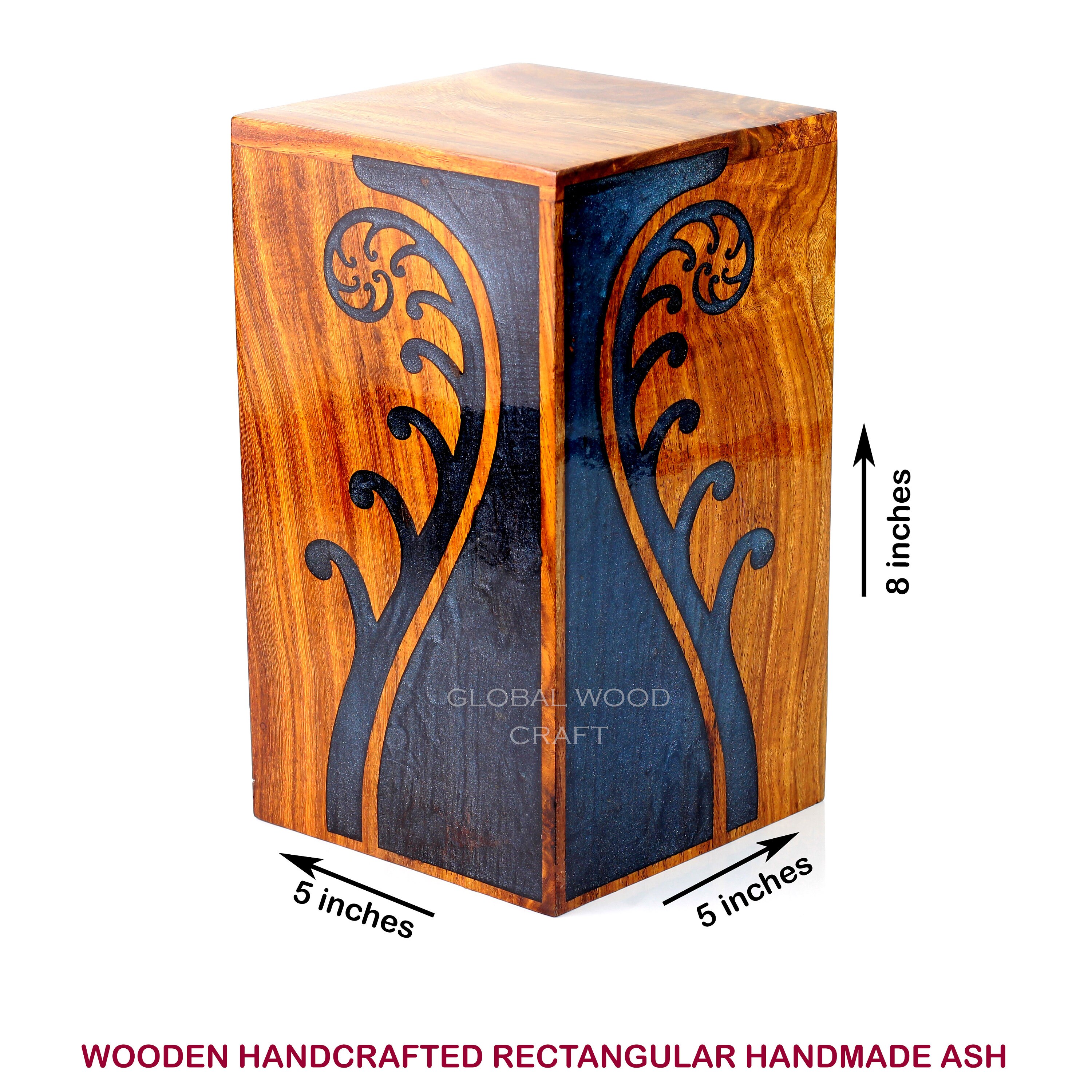 Wooden Handcrafted Rectangular Handmade Ash Remains Storage Cremation ...