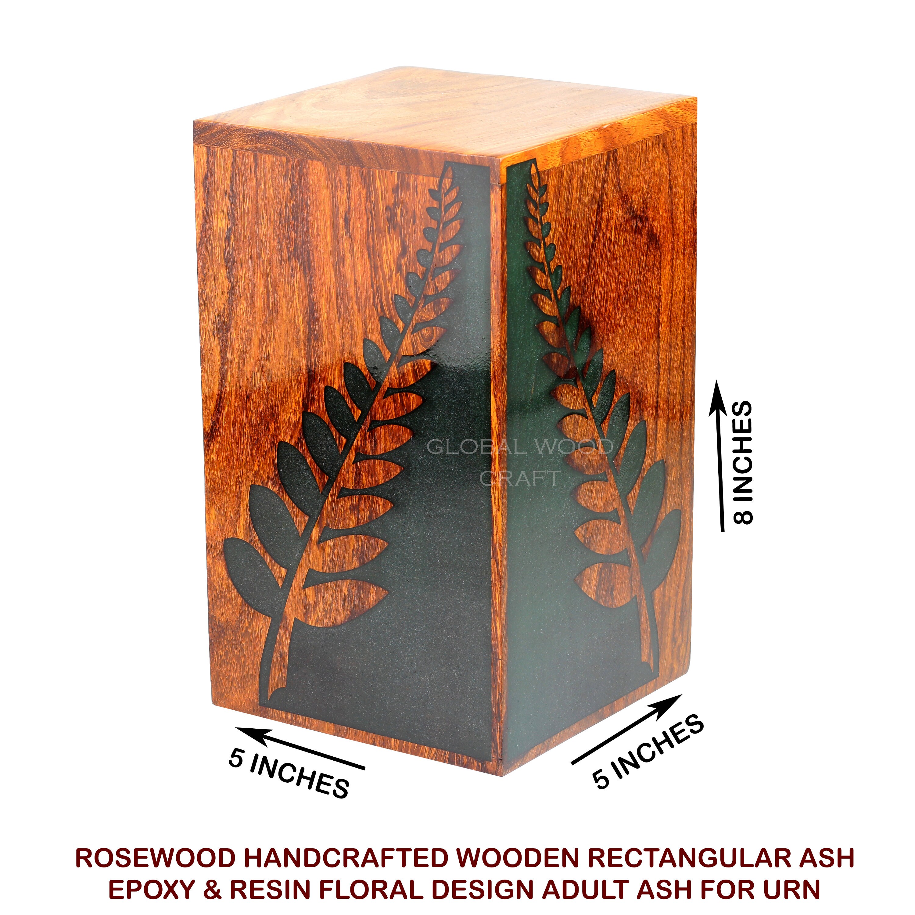 Handcrafted Wooden Rectangular Urn Cremation Urns Remains Storage Adult ...
