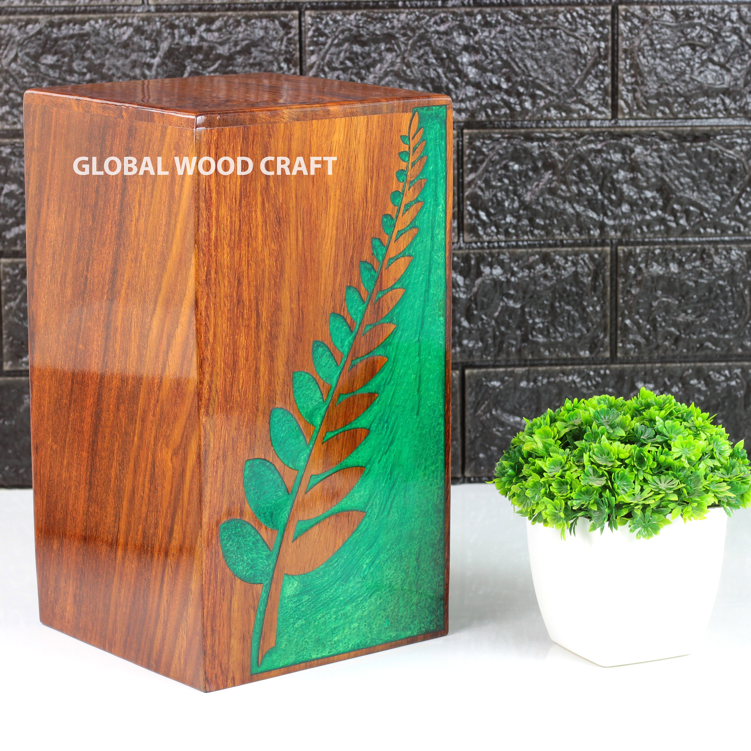 Handcrafted Wooden Rectangular Urn Cremation Urns Remains Storage Adult ...