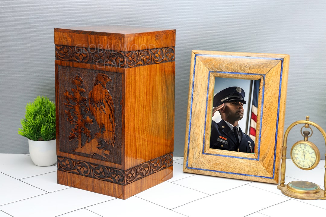 Wooden Rectangular Urn Handcrafted Laser Etching Engraved, Cremation ...