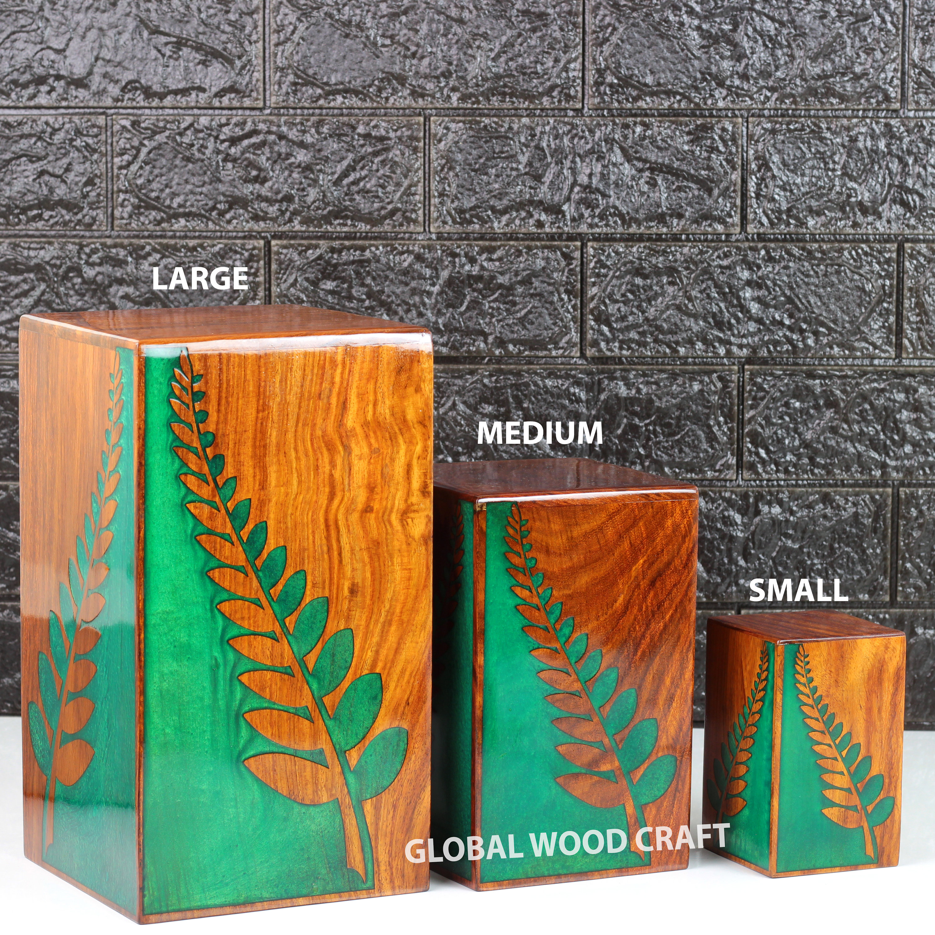 Handcrafted Wooden Rectangular Urn Cremation Urns Remains Storage Adult ...