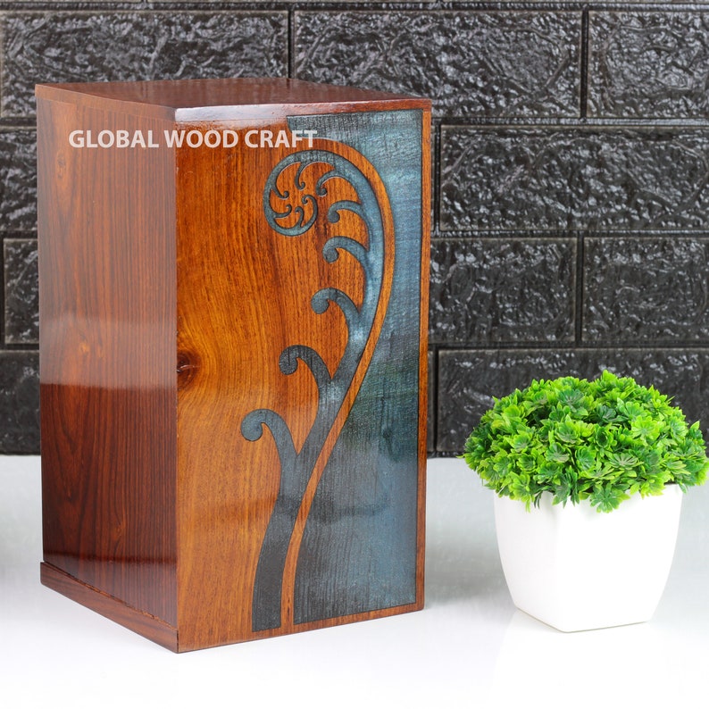 Wooden Handcrafted Rectangular Handmade Ash Remains Storage Cremation ...