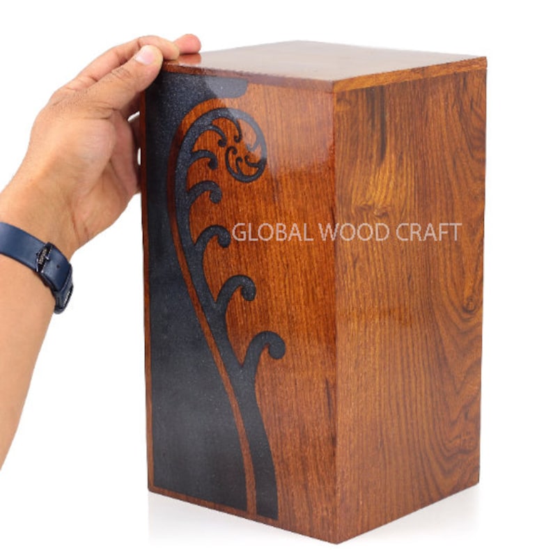 Wooden Handcrafted Rectangular Handmade Ash Remains Storage Cremation ...