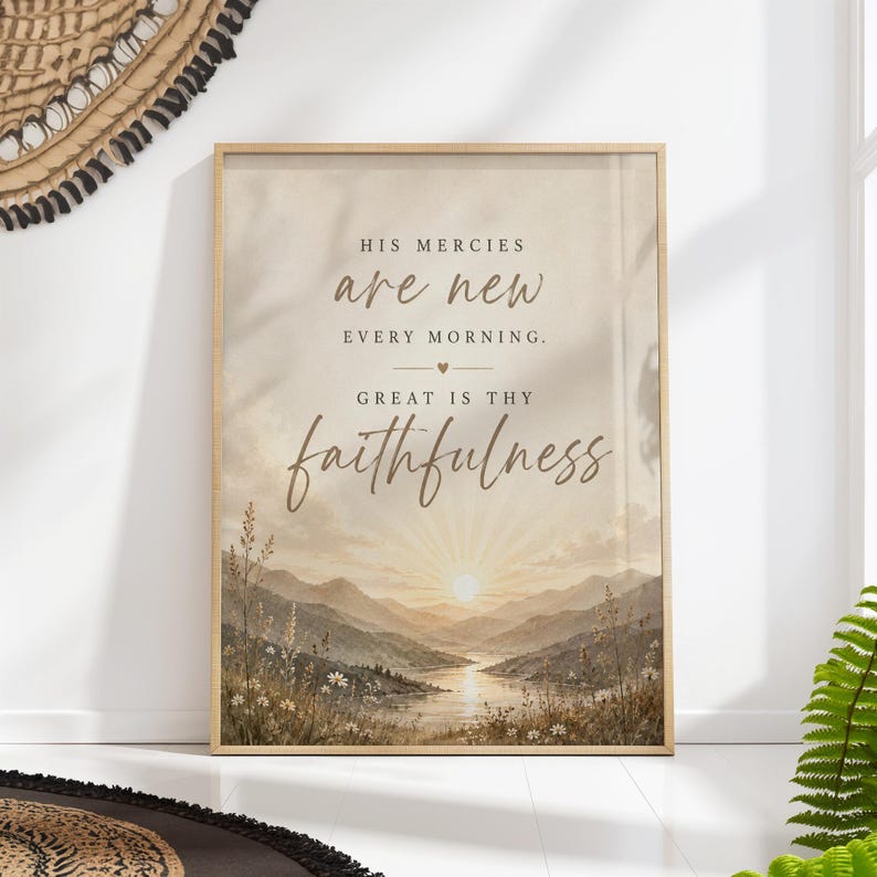 His Mercies Are New Print: Thy Faithfulness Sunrise Scripture Art ...