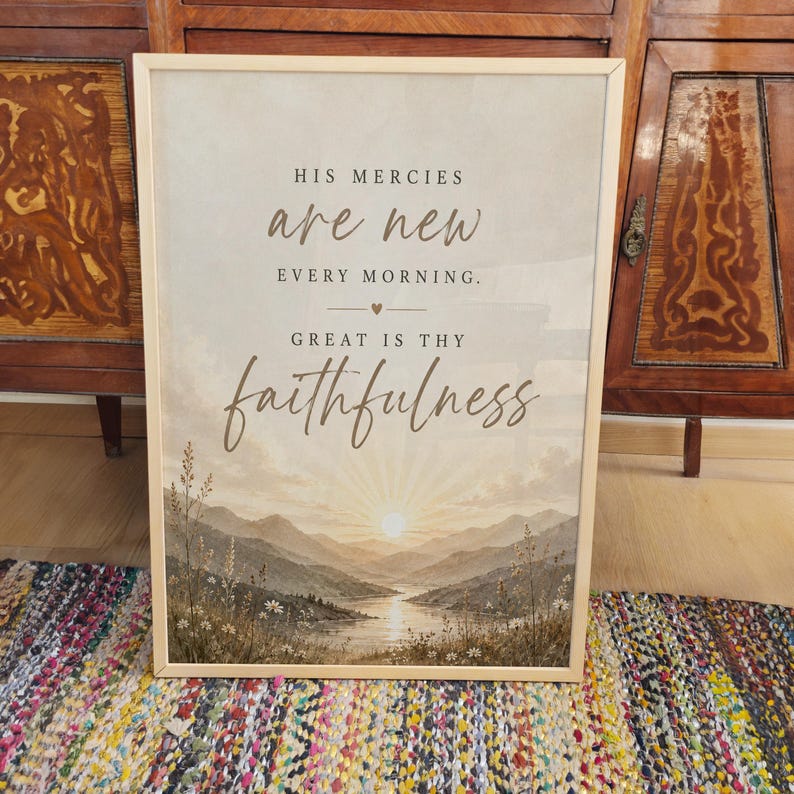 His Mercies Are New Print: Thy Faithfulness Sunrise Scripture Art ...